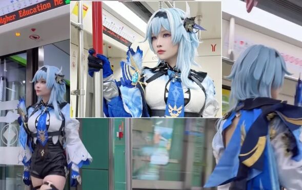 《原神》女玩家地铁COS：身材高挑，长相甜美，腿部的勒肉感简直太绝了_特玩娱乐站yule.te5.cn